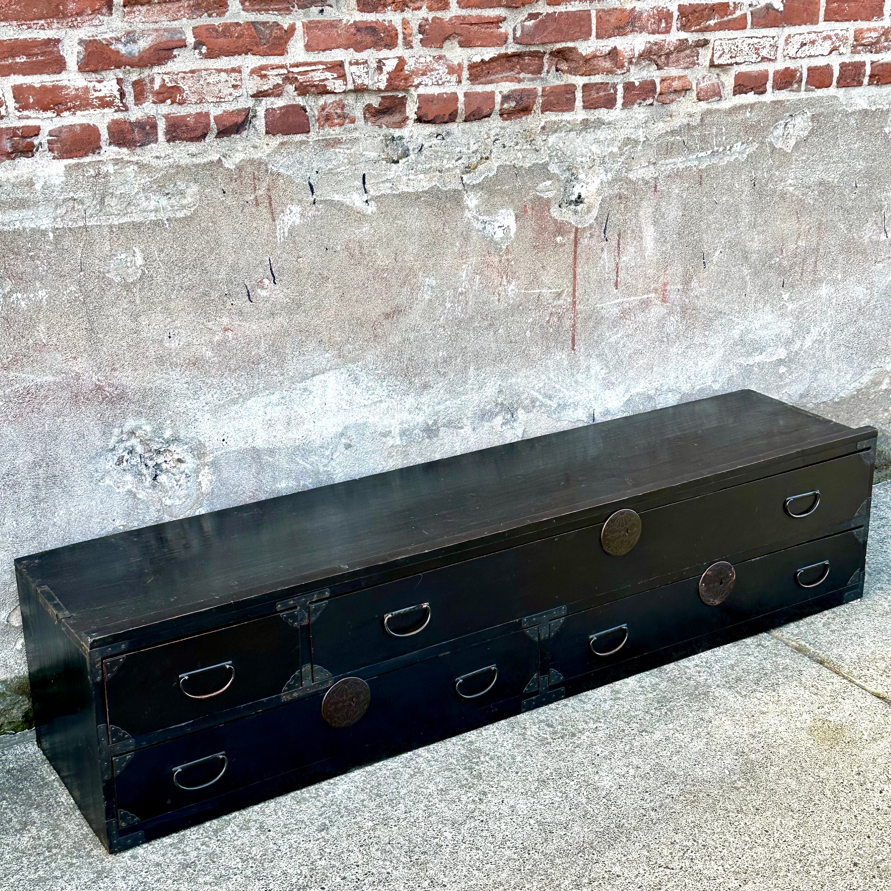 Antique Japanese Meiji Era “Katanadansu” Black Lacquer Sword Chest 67 ...