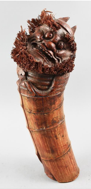 Antique Japanese Carved Bamboo Root Sculpture – Depicting Daruma (Bodh – Shogun's Gallery