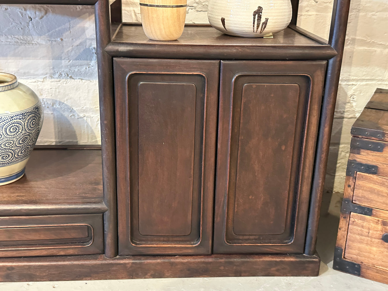 Antique Japanese Chadansu Tea Display Tansu Hongmu 36"H – Shogun's Gallery