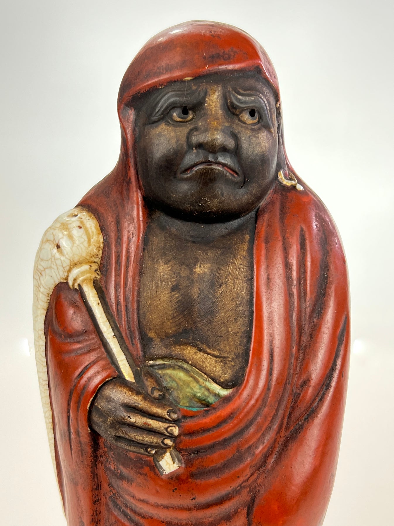 Vintage Japanese Ceramic Statue Bodhidharma in Red Robes Daruma 11"H ...