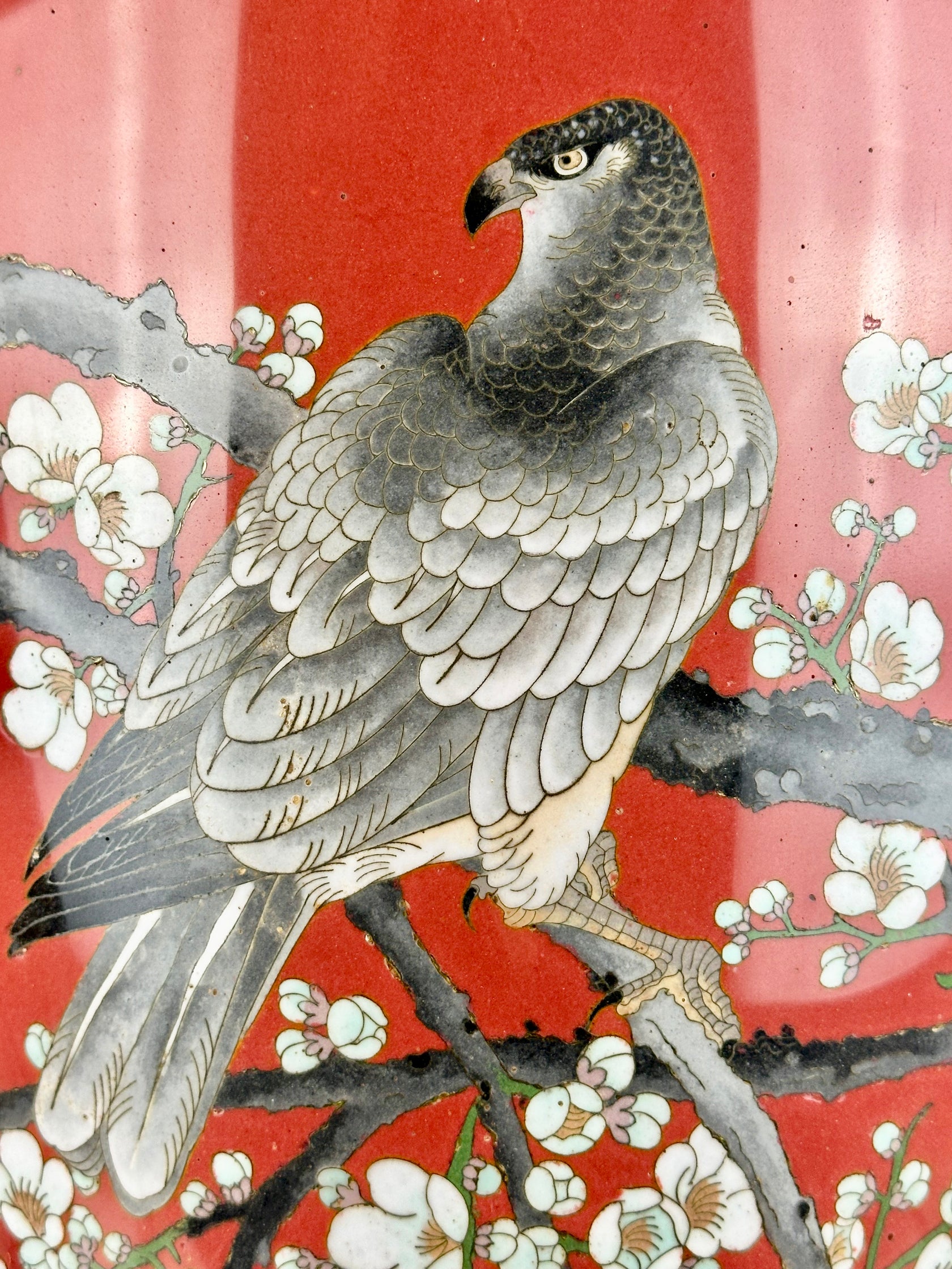 Rare Antique Japanese Meiji Era (late 1800's) Cloisonné Vase Falcon 34 ...