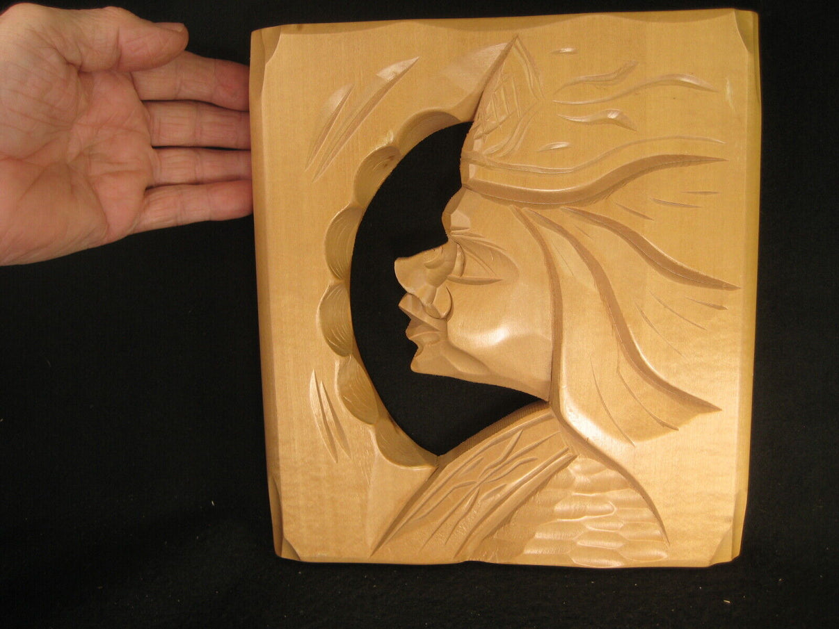 Vintage Japanese Ainu Carving Of An Ainu Maiden Hand Carved Elm ...