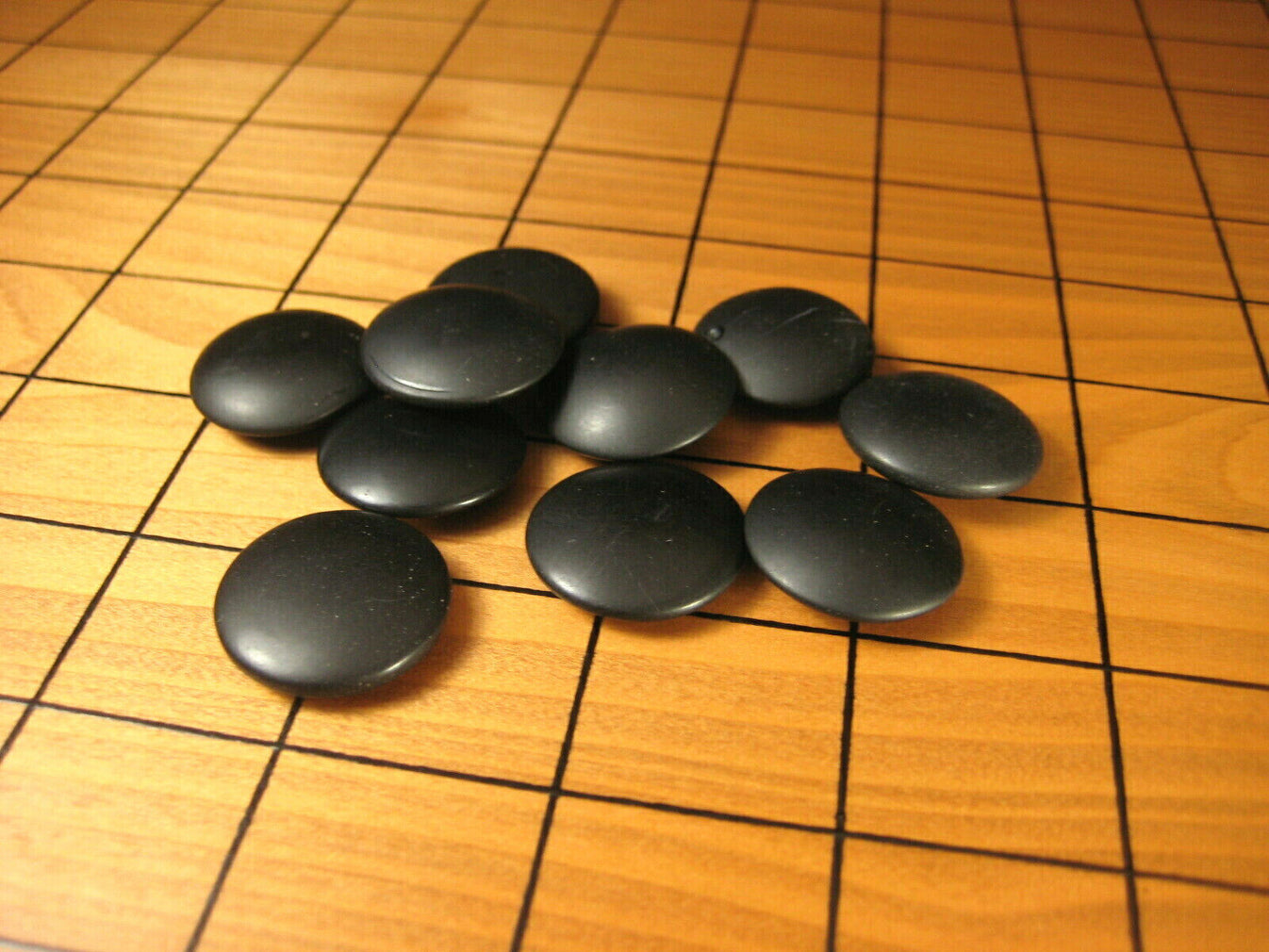 Vintage Japanese Go Game Stones X10 For Replacement - Black Glass 10Pc ...