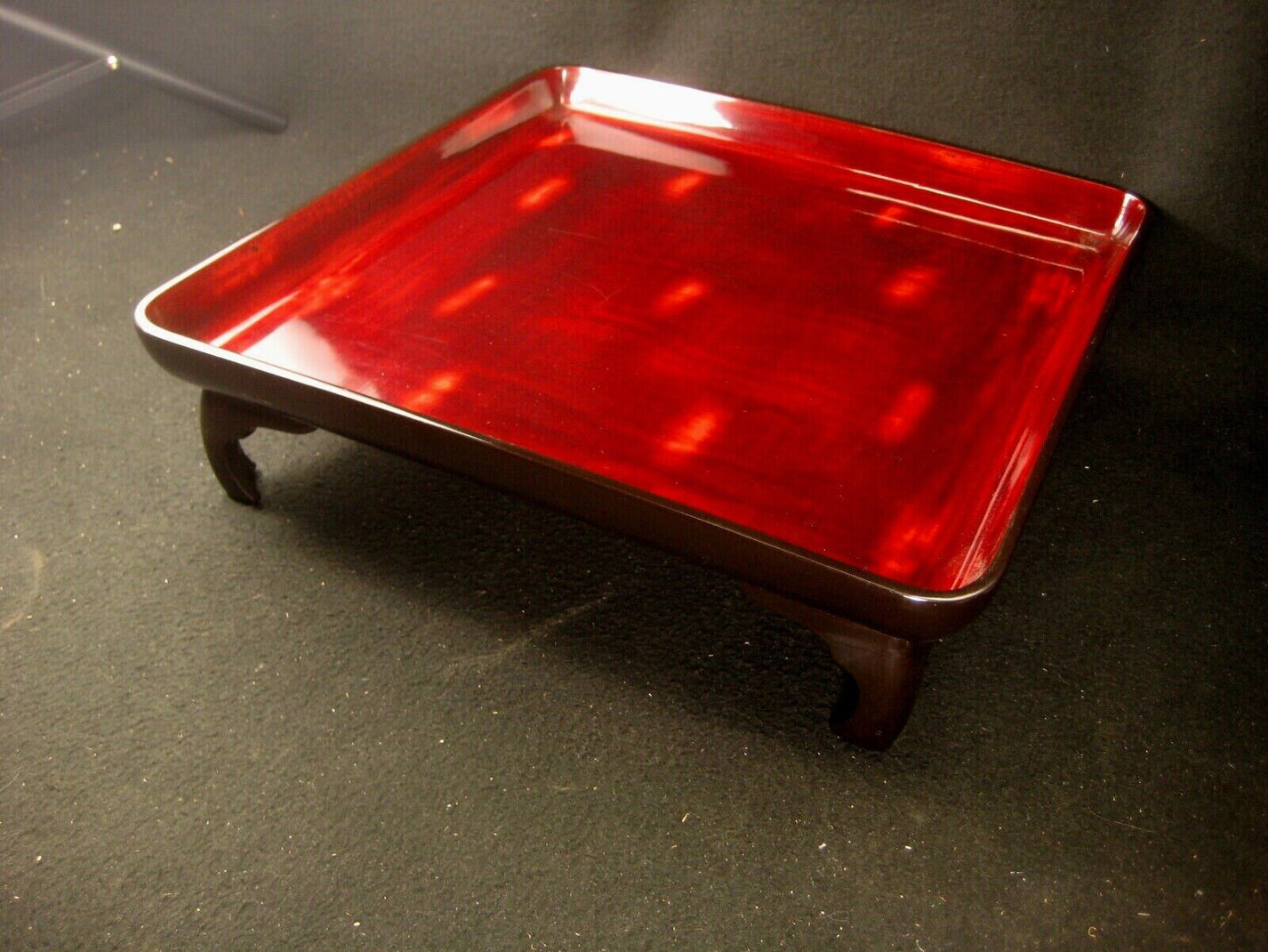 Antique Japanese (C.1890) Wood & Lacquer Obon Ozen Tray Neguro Red Bla ...