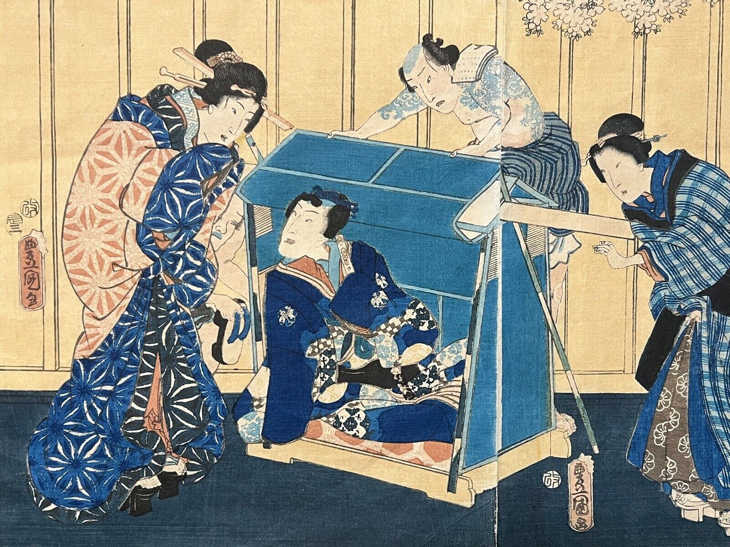 Original Japanese Woodblock Print: By Toyokuni III 1853 Tales Of Genji ...